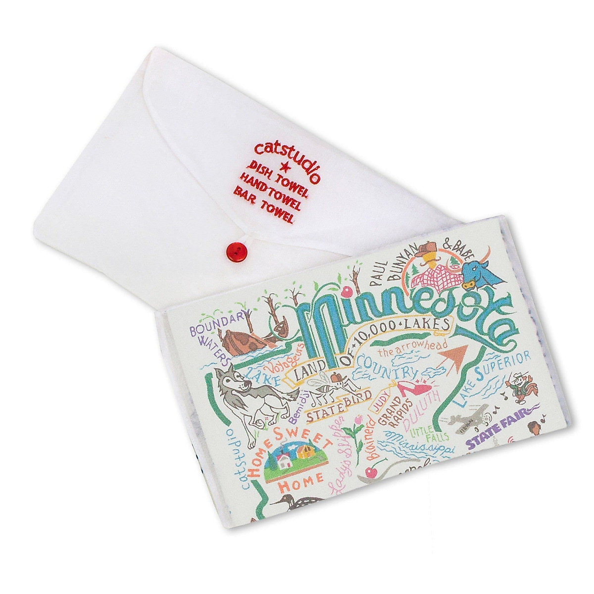 Catstudio Minnesota Dish Towel - U.S. State Souvenir Kitchen and Hand Towel with Original Artwork - Perfect Tea Towel for Minnesota Lovers, Travel Souvenir