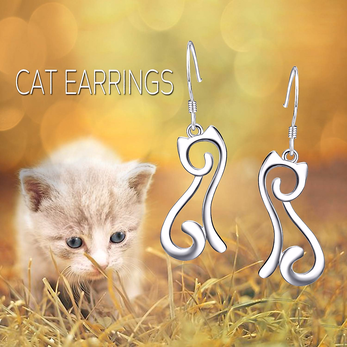Cat Earrings Gifts for Women Sterling Silver Cute Animals Filigree Cats Dangle Earrings Jewelry Gifts for Girls