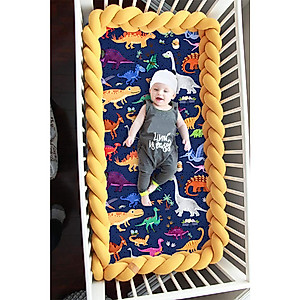 HOOYAX Soft Fitted Crib Sheet, Stretchy and Breathable Toddler Crib Sheet for Boys and Girls, Fits Standard Crib and Toddler Mattress (Dinosaur)