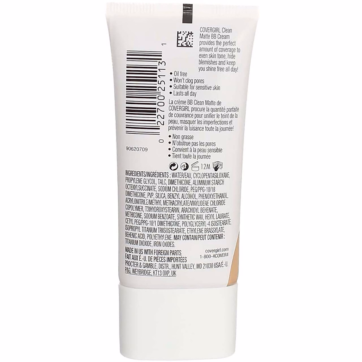 COVERGIRL - Clean Matte BB Cream, Oil-Free, Long-Lasting, Sensitive Skin, Lightweight, 100% Cruelty-Free