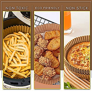 Bloom Continental-Air Fryer parchment paper, 100PCS Non-Stick Disposable Air Fryer Paper Liners, Baking Paper for Air Fryer Oil-Proof, Water-Proof, (100Pcs-7.9inch)