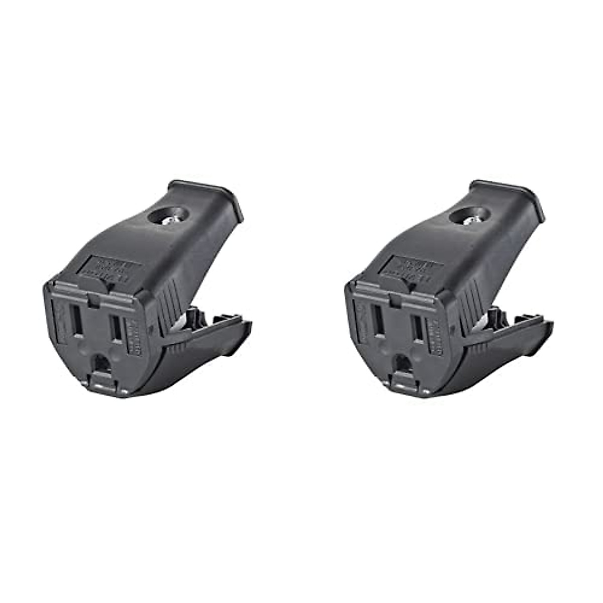 Leviton 3W102-E Clamptite Hinged Cord Outlet, 2-Pole, 3-Wire, 125V, 15A, Thermoplastic, Black (Pack of 2)
