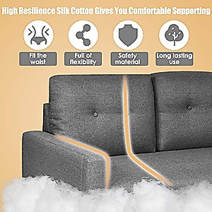 Giantex Modern Loveseat Sofa, 55" Upholstered Sofa Couch w/Soft Cushion, Rubber Wooden Legs, Button Tufted Back, Small Space Configurable Couch for Living Room (Gray)