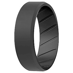 ROQ Men's Silicone Ring, Size 7 - Mens Silicone Wedding Band & Rubber Engagement Rings for Men - Breathable Comfort Fit Silicone Rings for Him - Beveled Edge or Duo, Multi-Packs, Multi Colors
