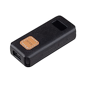 MITER CASE for FiiO BTR5 2021, Handmade Italy Artificial PU Leather Cover with Necklace Cord for BTR5 (Black)