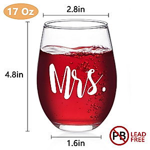 Futtumy 17 Oz Mrs and Mrs Wine Glass Set of 2, Lesbian Gifts, Engagement Gifts for Couples, Gifts for Newly Engaged Couples Her Wife Girlfriend, Lesbian Gifts for Birthday Anniversary Valentine's Day
