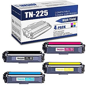 TN225 Compatible TN-225BK TN-225C TN-225Y TN-225M High Yield Toner Cartridge Replacement for Brother TN-225 HL-3140CW HL-3150CDN MFC-9130CW MFC-9140CDN DCP-9015CDW Toner.(1BK+1C+1Y+1M)