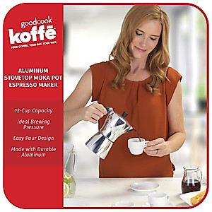 GoodCook Koffe 12-Cup Aluminum Stovetop Moka Pot Espresso Maker, Silver