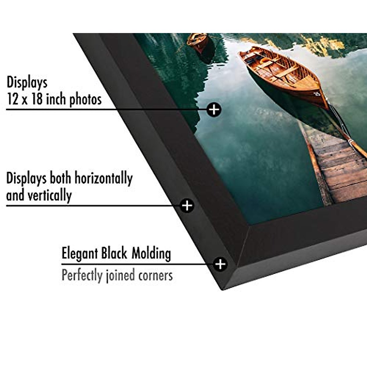 Americanflat 12x18 Black Picture Frame - Composite Wood with Shatter Resistant Glass - Horizontal and Vertical Formats for Wall with Included Hanging Hardware