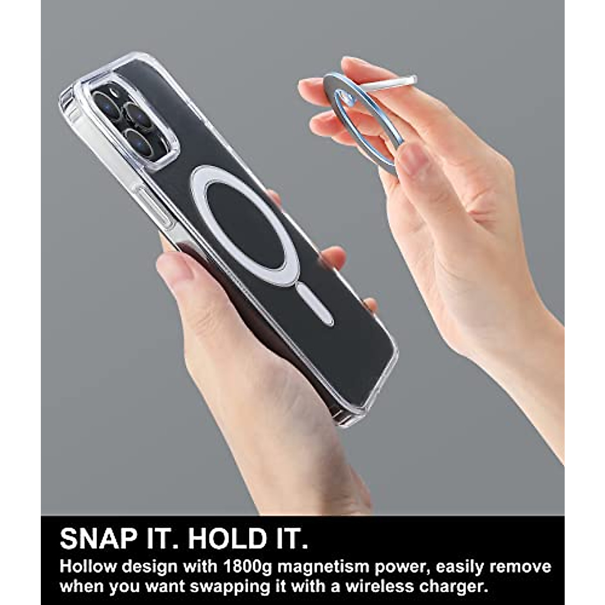 Makemani Magnetic Phone Grip, Magnetic Phone Ring Holder Compatible with MagSafe Accessories for iPhone 14 13 12 MagSafe Cases, Sierra Blue