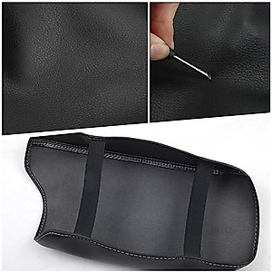 INTGET Center Console Armrest Cover for Ford Ranger Accessories 2019 2020 2021 2022 2023 Interior Leather Middle Console Dog Seat Cover Arm Rest Box Lid Protector(Black Stitches)