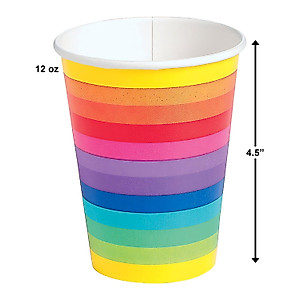 Fun Express - Rainbow 12oz Cups for Birthday - Party Supplies - Licensed Tableware - Licensed Cups - Birthday - 8 Pieces