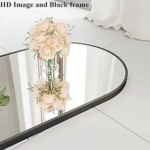 RICHTOP Arched Full Length Floor Mirror 3 Installation-Standing Leaning Hanging, 64x21 Black Big Full Body Mirror for Bedroom Livingroom Dorm, Anti-slip Shatterproof HD