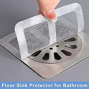 MuZhiAn Disposable Shower Drain Collector Mesh Sticker, 4" x 4" Disposable Shower Drain Catcher, Hair Catcher,Drain Hair Catcher,Drain Mesh Cover, for Bathroom, Laundry Room, Kitchen, Bathtub(30 Pcs)