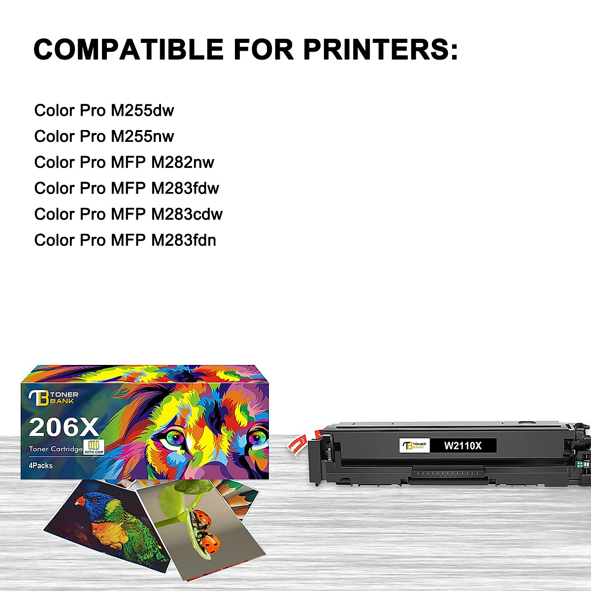 Toner Bank Compatible Toner Cartridge Replacement for HP 206X (Black, Yellow, Cyan, Magenta)