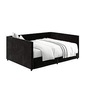 DHP Theo Daybed with Storage Drawers, Full, Black Velvet