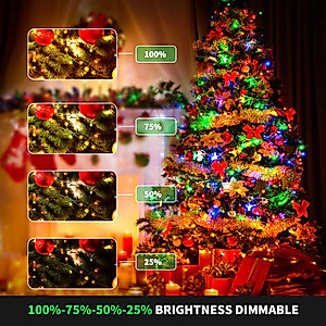 MZD8391 Color Changing Christmas String Lights Outdoor Indoor, 108FT 300 LED Warm White Multicolor Fairy Lights, END to END Connect, Waterproof Christmas Tree Lights Timer Remote