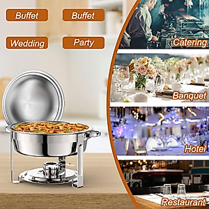 4 Pack Round Chafing Dish Buffet Set,Stainless Steel 8QT Round Buffet Servers and Warmers, Thick Stand Frame Catering Chafe with Mirror Covers,Food Warmer for Party, Weddings,Picnic