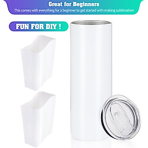 YOUKE OLA 12 Pack Sublimation Tumblers Bulk 30oz - Blank Straight Skinny Tumbler Stainless Steel Insulated Sublimation Tumblers Polymer Coating for Heat Transfer with Straws, Lids, White