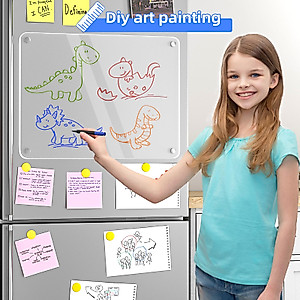 Acrylic Magnetic Calendar for Fridge, Polegas 16"X12" Clear Refrigerator Calendar, Dry Erase Fridge Calendar Whiteboard, Small Monthly Planner Schedule Board with 8 Markers Eraser