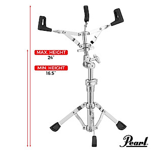 Pearl S930 Double-Braced Snare Drum Stand with Gearless UniLock Basket Tilter, Heavy Double Braced Legs, and Adjustable Gripping Basked for 10" to 14" Snare Drums.