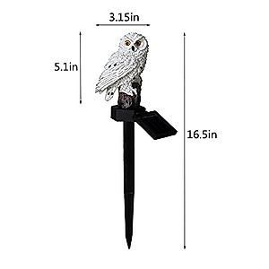 Garden Solar Lights Outdoor, Resin Solar Owl Garden Decor, Owl Shape Waterproof Solar Powered Garden Lights for Garden Lawn, Yard Art, Pathway, Patio Decors (White)