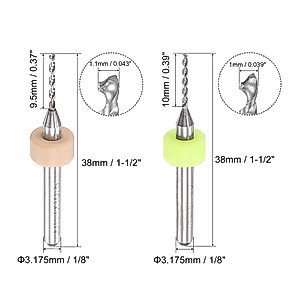 uxcell Micro PCB Drill Bit Set 1mm 1.1mm, 1/8" 3.175mm Shank Tungsten Carbide CNC Engraving Print Circuit Board Drill Bits Rotary Tool 20pcs