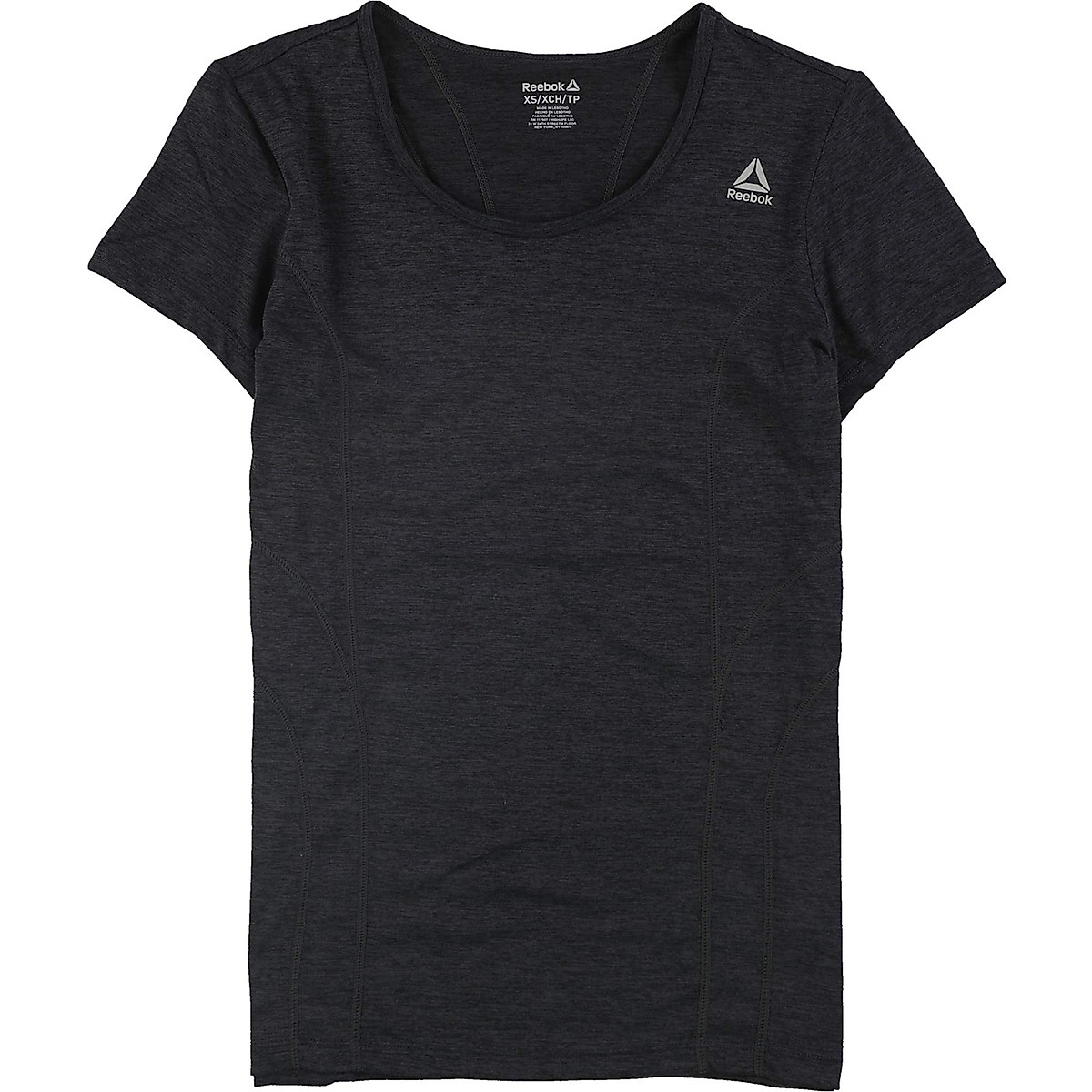 Reebok Womens Poly Marled Basic T-Shirt, Black, X-Large