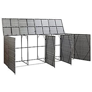 Quadruple Wheelie Bin Shed,Garbage Bin Shed,Outdoor Garden Patio Storage Shed,for Garbage Cans,Bin Shed for Patio Backyard Garden Anthracite 120.1"x30.7"x47.2" Poly Rattan
