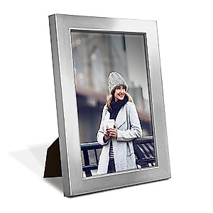 Renditions 6x8 inch Solid Wood Picture Frame, High Definition Glass and High-end Modern Style Ready for Wall and Tabletop Photo Display, Silver Frame