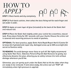 Static Nails Reusable Pop-On Manicure Set, Non-Damaging Glue-On Nails (Olive Round) - False Nails with Static Nail Glue, Nail Set, Fake Acrylic Press On Nails