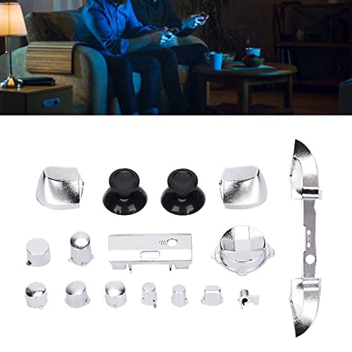 Full Game Controller Plating Button Set, Game Handle Accessories Compatible Beautiful Appearance for Series X(Silver Plating)