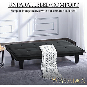 yoyomax Futon Sofa Bed-Convertible Sofa Bed Couch with Adjustable Modern Folding Sofa Bed Easy to Clean-Ideal for Bedroom, Living Room, Apartment and Office-Compact Design for Spacing Saving, Black