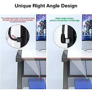 90 Degree USB C to USB C Cable, USB C 3.2 Cable 20Gbps Data Transfer, 4K@60Hz 8K@30Hz Video Right Angle 100W PD Fast Charging Cable with E-Marker for Thunderbolt 3/4, MacBook Pro, iPad Pro, Galaxy S20