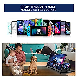 12 in Screen Magnifier for Smartphone 3D HD Mobile Phone Screen Magnifier Video Expandable HD Screen Foldable for Watching Movies Videos, Playing Games, for All Smartphones (Black)