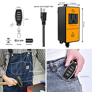 MIAOLINK 120v Automatic Vacuum Switch Wireless Remote Control Dust Collector Starter Outlet Switch (Battery Included) (120V)