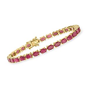 Ross-Simons 20.00 ct. t.w. Ruby Bracelet in 18kt Gold Over Sterling. 8 inches