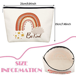 Chengu 6 Pcs Big Canvas Rainbow Heart Cosmetic Bags, 10 x 7.5 inch Inspirational Gifts for Women Motivational Quotes Makeup Bag for Women Girls Birthday Friend Teacher Graduation Gift (Boho)