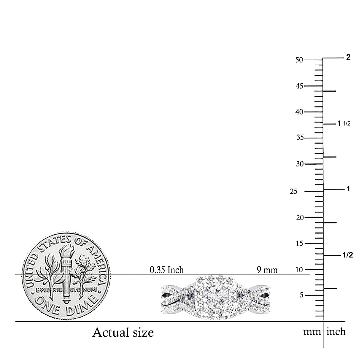 Dazzlingrock Collection 5mm Round White Diamond Swirl Style Halo Engagement Ring Set for Women (Diamond 0.50 ctw, Color I-J, Clarity I1-I2) in 14K White Gold Size 7