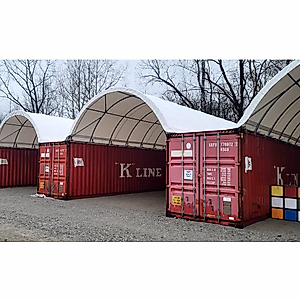 Mytee Products 40'(L) x 20'(W) Shipping Container Canopy Shelter - 21 Oz 610 GSM PVC White Cover Storage Container Roof with No End Walls - Durable & Weather-Resistant