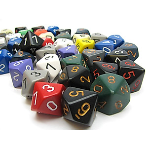 DND Dice Set-Chessex D&D Dice-16mm Assorted Opaque Plastic Polyhedral Dice Set-Dungeons and Dragons Dice Includes 50 Dice – D10
