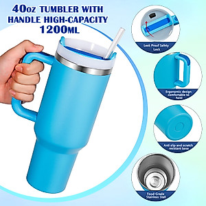 BELYQLY New Version 40oz Stainless Steel Vacuum Insulated Tumbler with Lid and Straw for Water, Smoothie and More, Iced Tea or Coffee (Pool Blue)