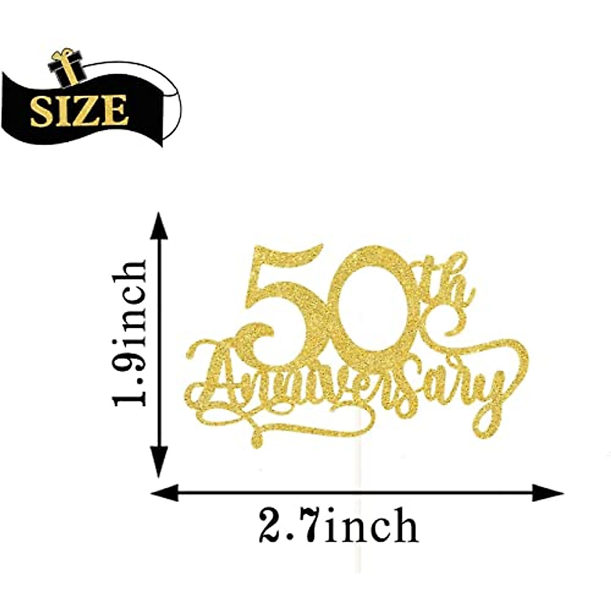 LECAKTO 24Pcs Gold Glitter 50th Anniversary Cupcake Topper Happy 50th Cheers to 50 Years Cupcake Topper 50th Birthday Wedding Anniversary Party Decoration Suppliers
