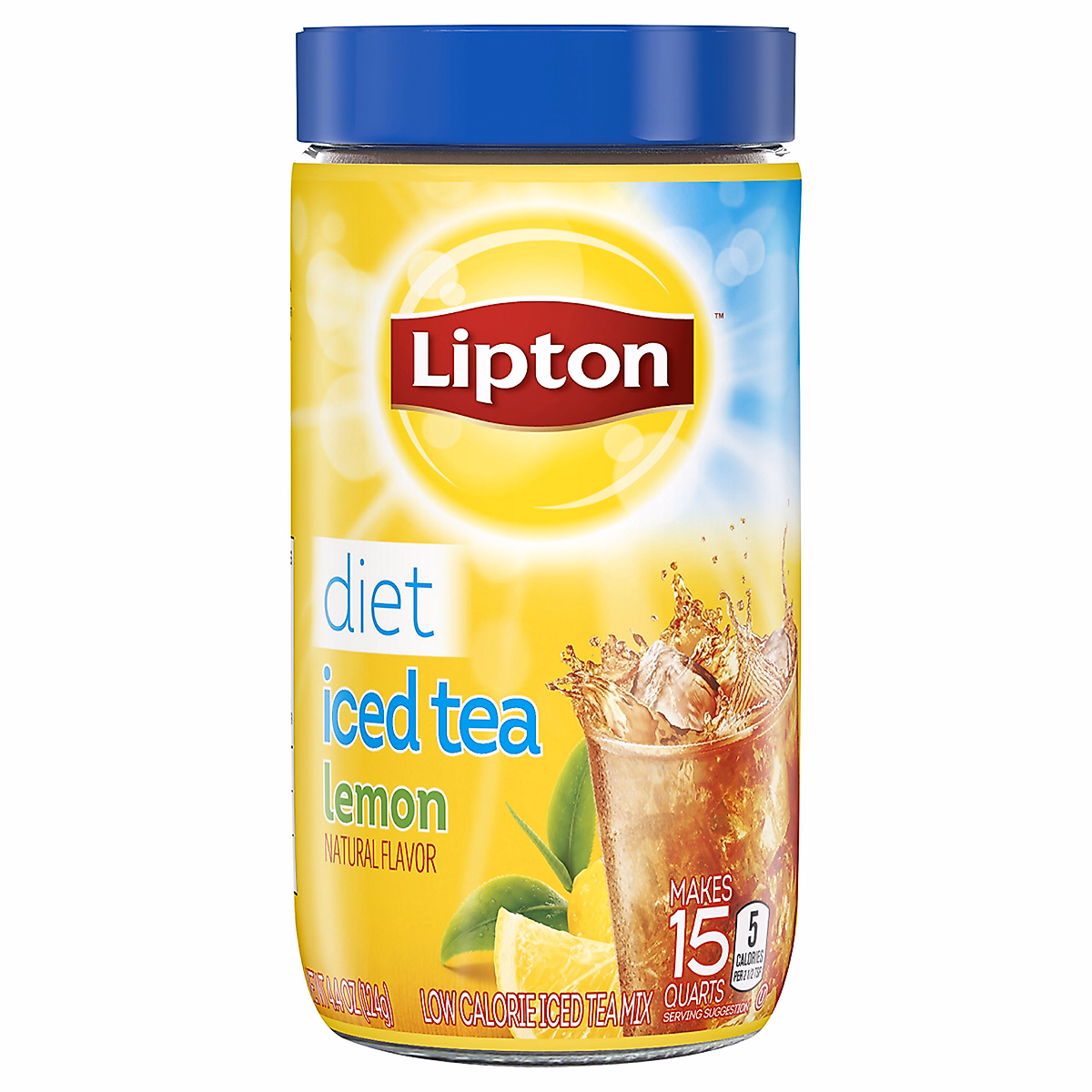 Lipton Diet Iced Tea Mix, Lemon, Makes 15 Quarts (Pack of 2)
