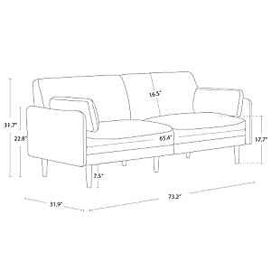 CHITA Mid-Century Modern Sofa, Fabric Couch for Living Room with Solid Wood Leg, No-Tools Assembly, 73''W, Ivory