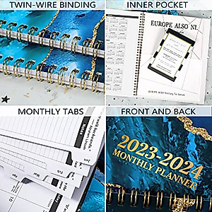 2023-2024 Monthly Planner/Calendar - 2 Year Monthly Planner 2023-2024, Jan 2023 - Dec 2024, 9" × 11", 24 Months Planner, Monthly Tabs & Holidays & Note Pages & Double-Side Pocket & Twin-Wire Binding