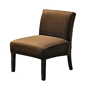 OBCREAT Armless Accent Chair Cover,High Stretch Slipper Chair Slipcovers Soft Velvet Armless Chair Covers with Elastic Bottom Plush Furniture Protector Cover for Living Room Home Hotel (Brown)