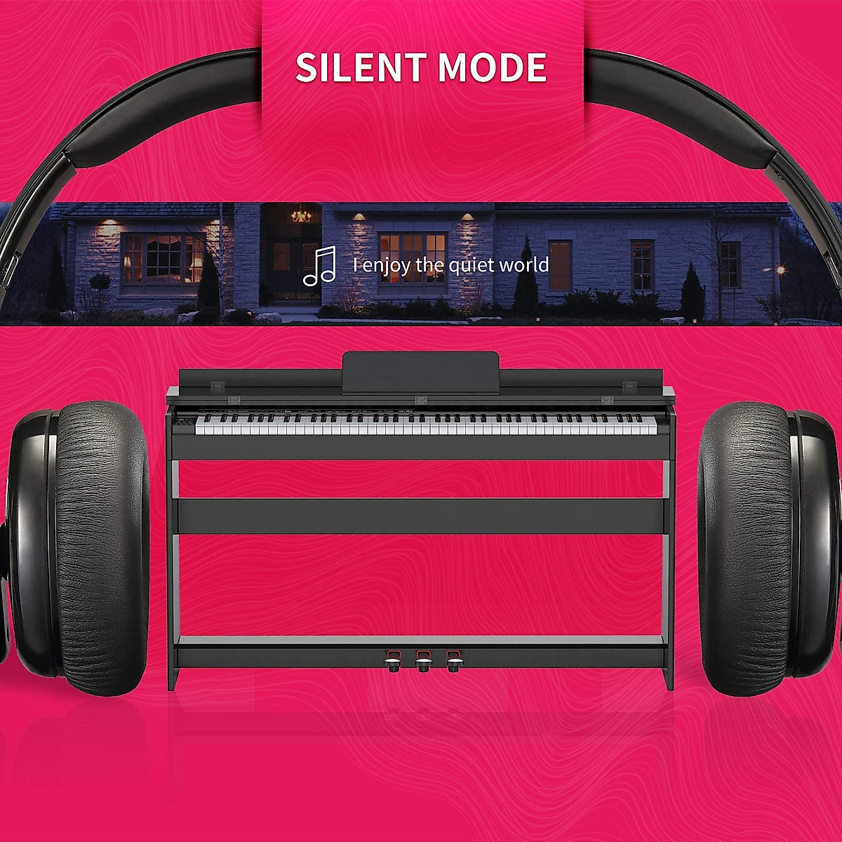 LAGRIMA LAG-800 88 Key Digital Piano Full Size Electric Keyboard w/Music Stand+Power Adapter+3-Pedal Board+Instruction Book+Headphone Jack for Beginner/Adults, Black(Piano Only)