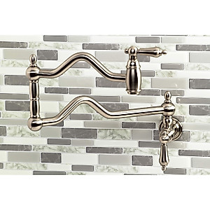 Kingston Brass KS2108AL Heritage Pot Filler, Brushed Nickel, 24.13 x 2.19 x 11.75