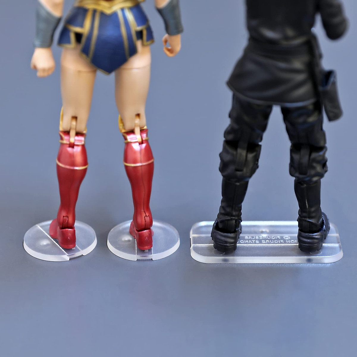 FIGURESLAB 56PCS Action Figure Stand Bases, Assembly Display Holder Accessories, Fit for Most 6inch Figures, Transparent/ Mix Square & Round Shape